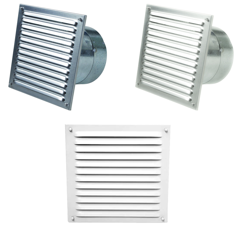 Aussenluftgitter Edelstahl matt DN 150 mit Anschlußstutzen