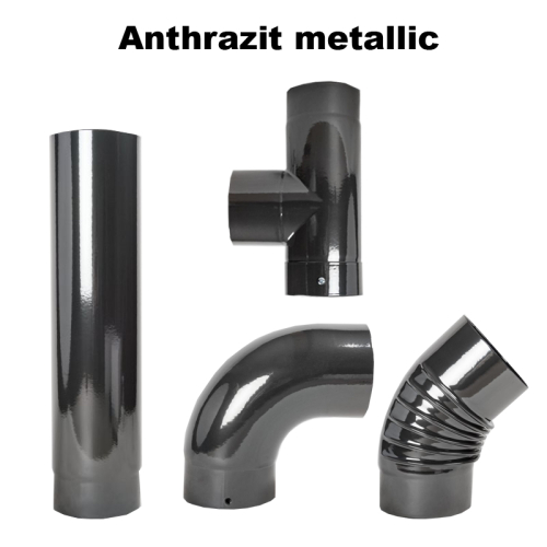 Ofenrohr emailliert Anschluss-Stutzen 0,40m für Fix-Rohr DN 120mm ant